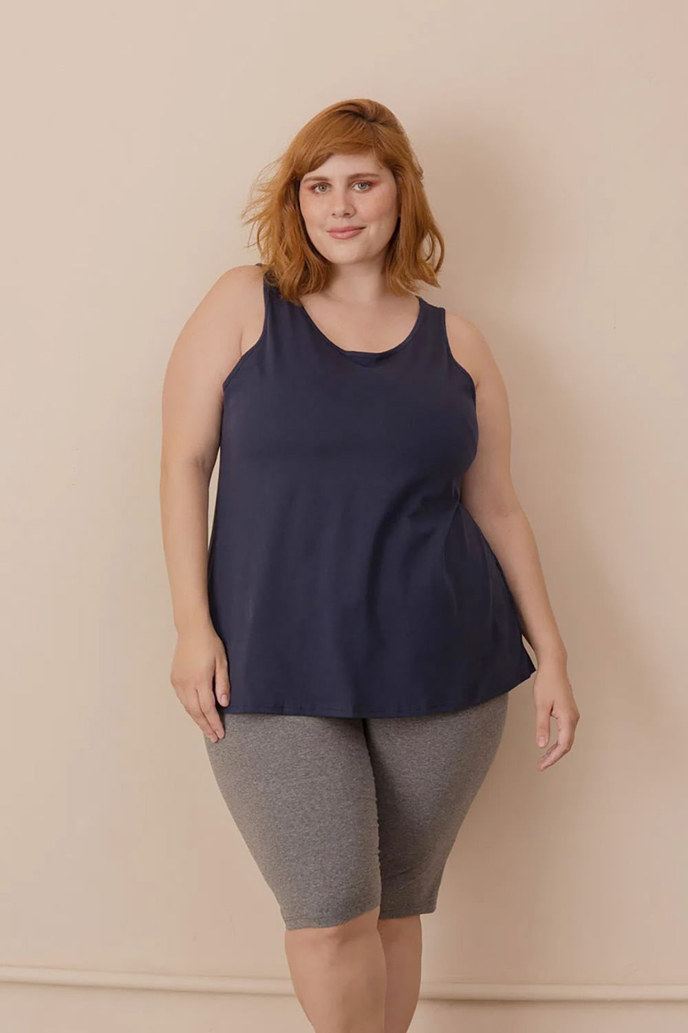 Regata 100 Algodão Plus Size Azul